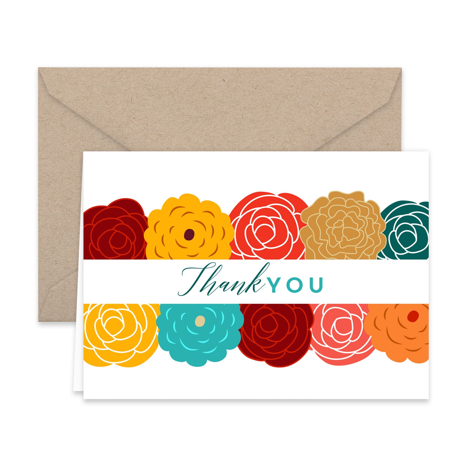 Vibrant Fall Floral Thank You Note Cards - Etsy