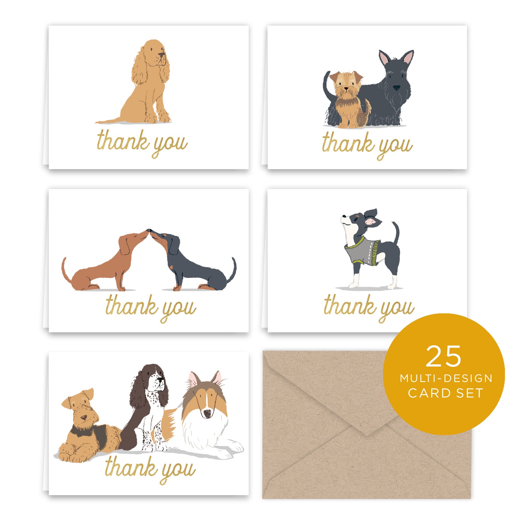 Dogs Puppies Thank You Note Card Collection - Etsy