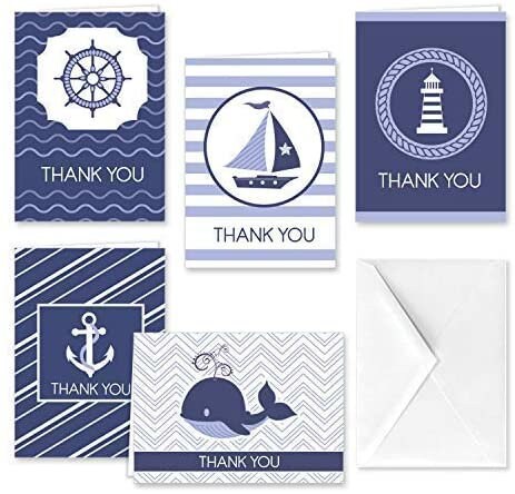 Coastal Nautical Thank You Note Cards - Etsy