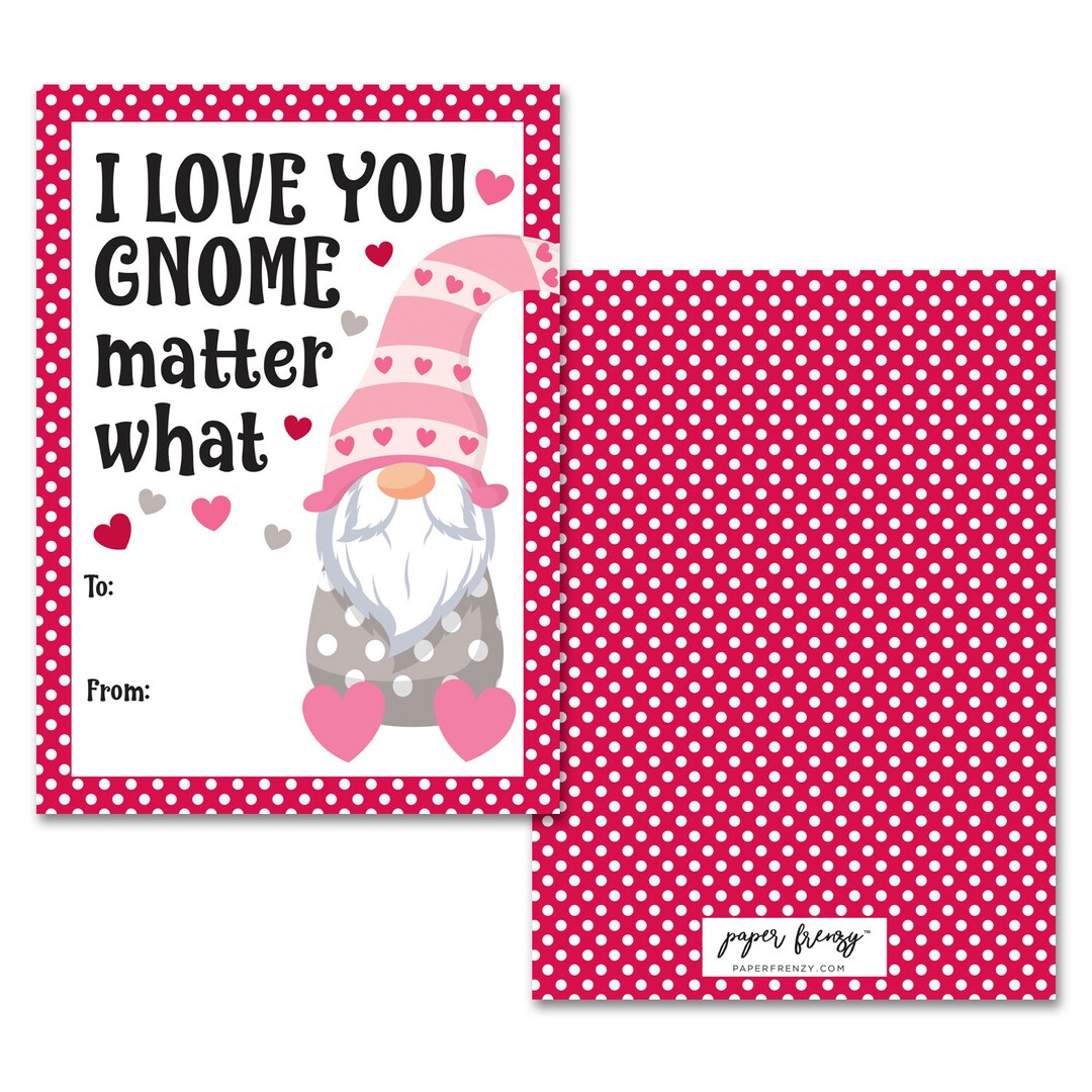 Gnome Themed Classroom Valentine Cards Valentines - 25 Pack - Etsy