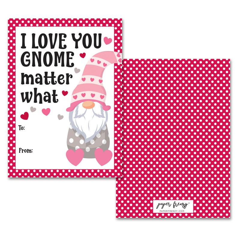 Gnome Themed Classroom Valentine Cards Valentines 25 Pack - Etsy