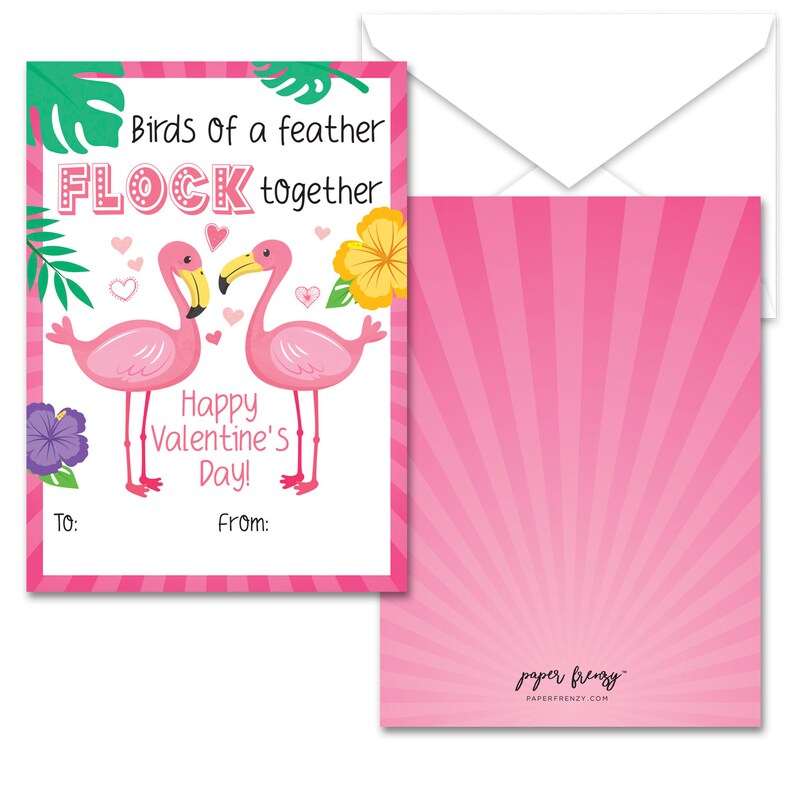 Flamingo Themed Tropical Classroom Valentine Cards Valentines - Etsy