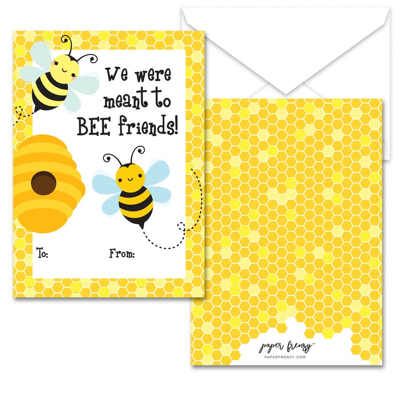 Bumble Bee Theme Kid Classroom Valentine Cards Valentines 25 - Etsy