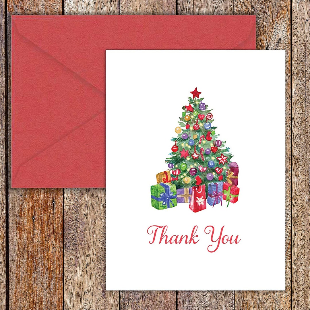 Christmas Tree Holiday Thank You Note Cards - Etsy