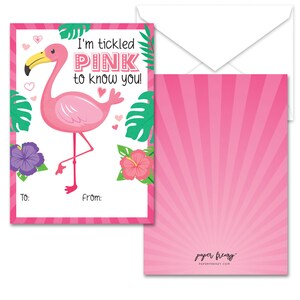 Flamingo Themed Tropical Classroom Valentine Cards Valentines - 25 Pack ...