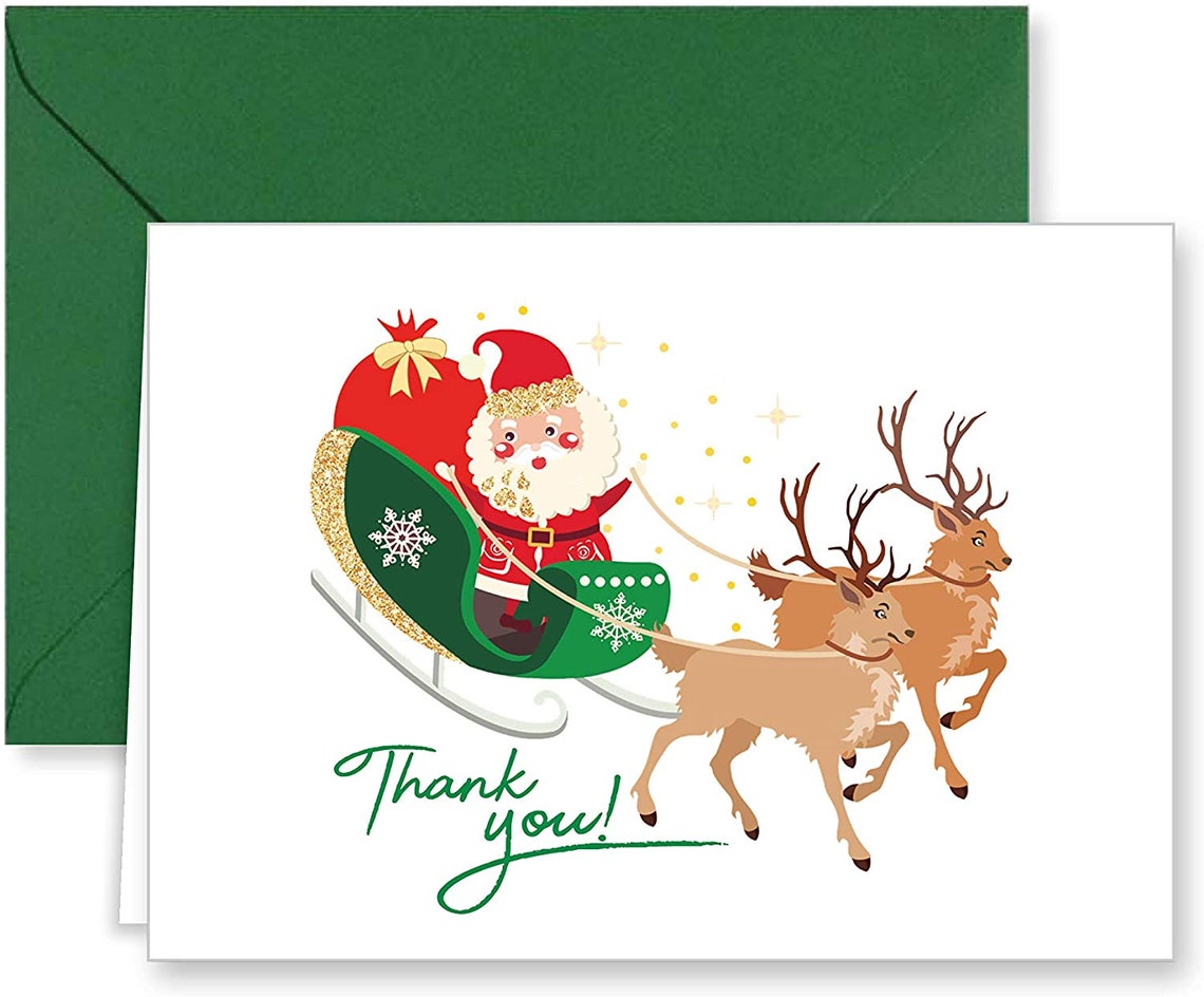 Traditional Christmas Thank You Note Cards - Etsy