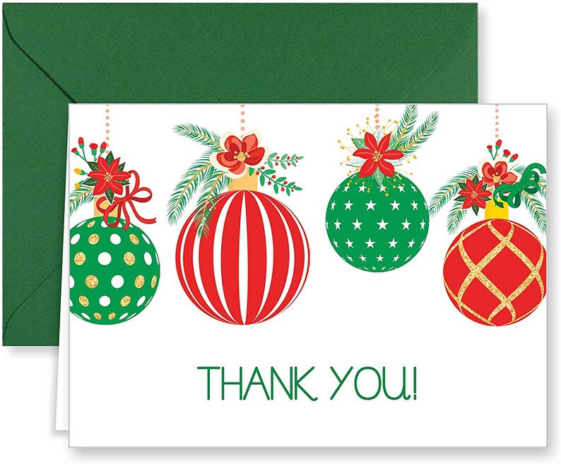 Traditional Christmas Thank You Note Cards - Etsy