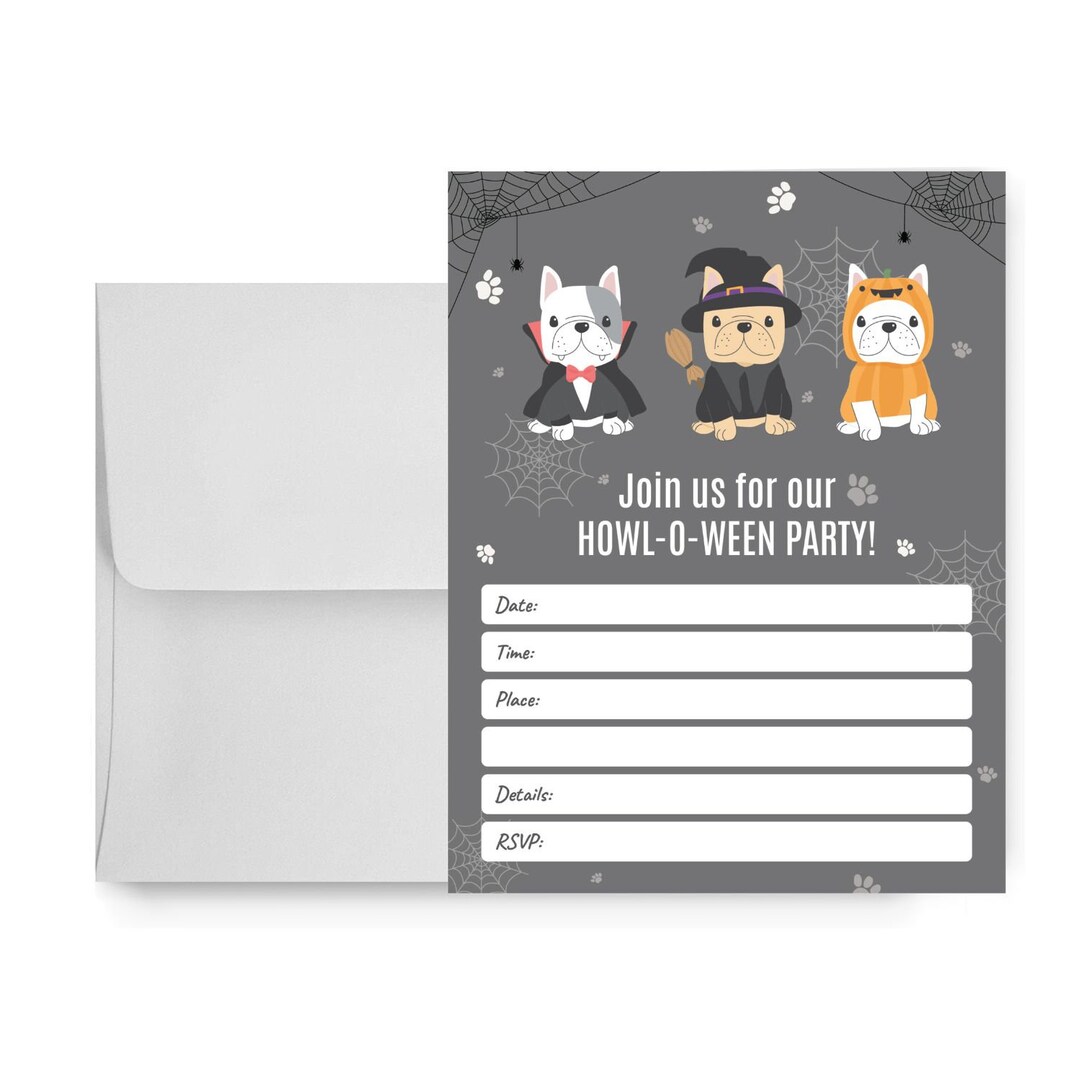 Dog Themed Howl-o-ween Halloween Party Write in Invitations and ...