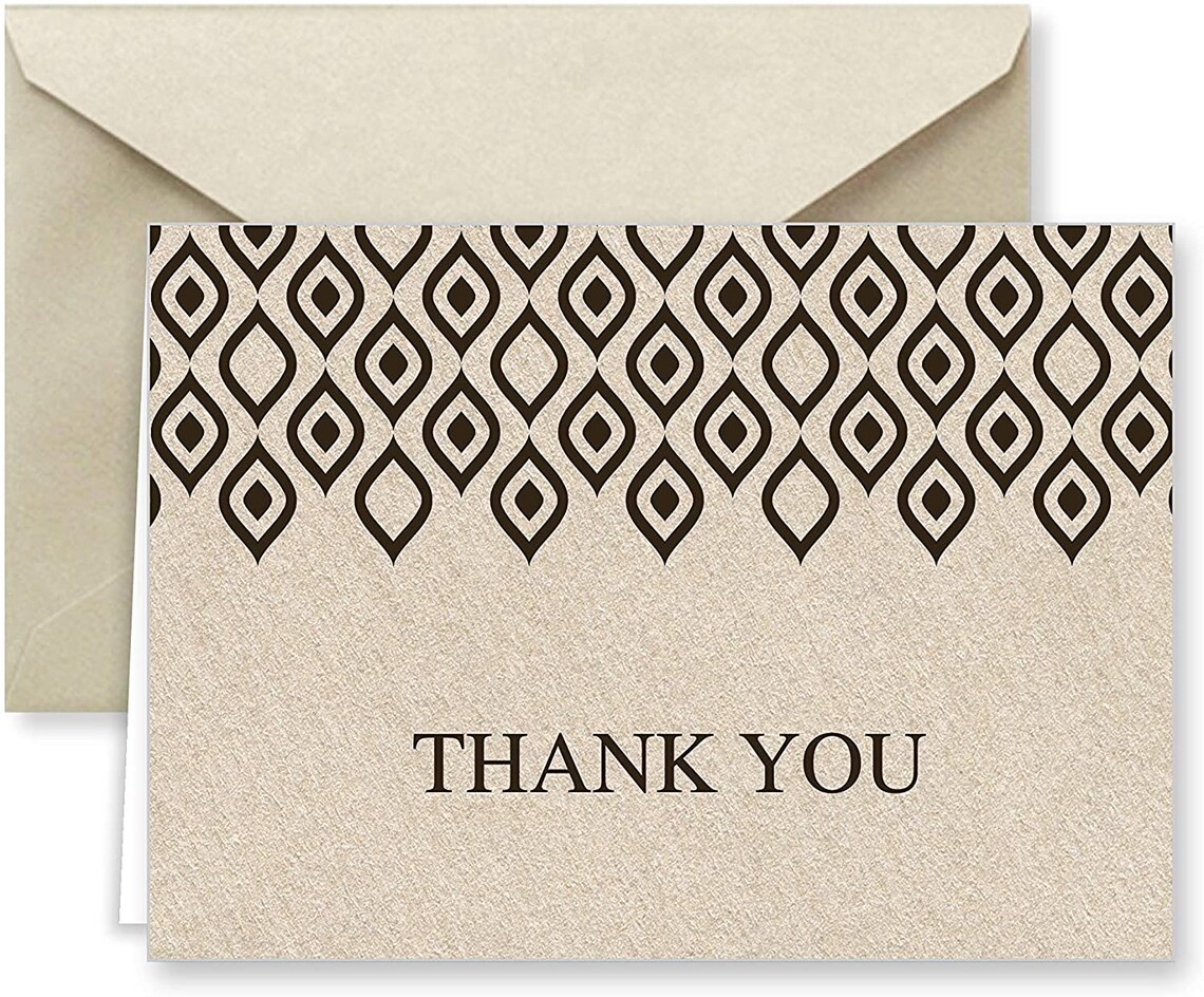 Black and Tan Designer Thank You Note Cards | Etsy