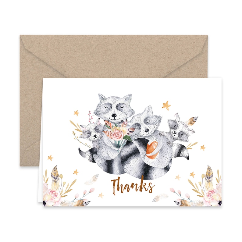 Woodland Animals Forest Frenzy Themed Thank You Note Cards and - Etsy