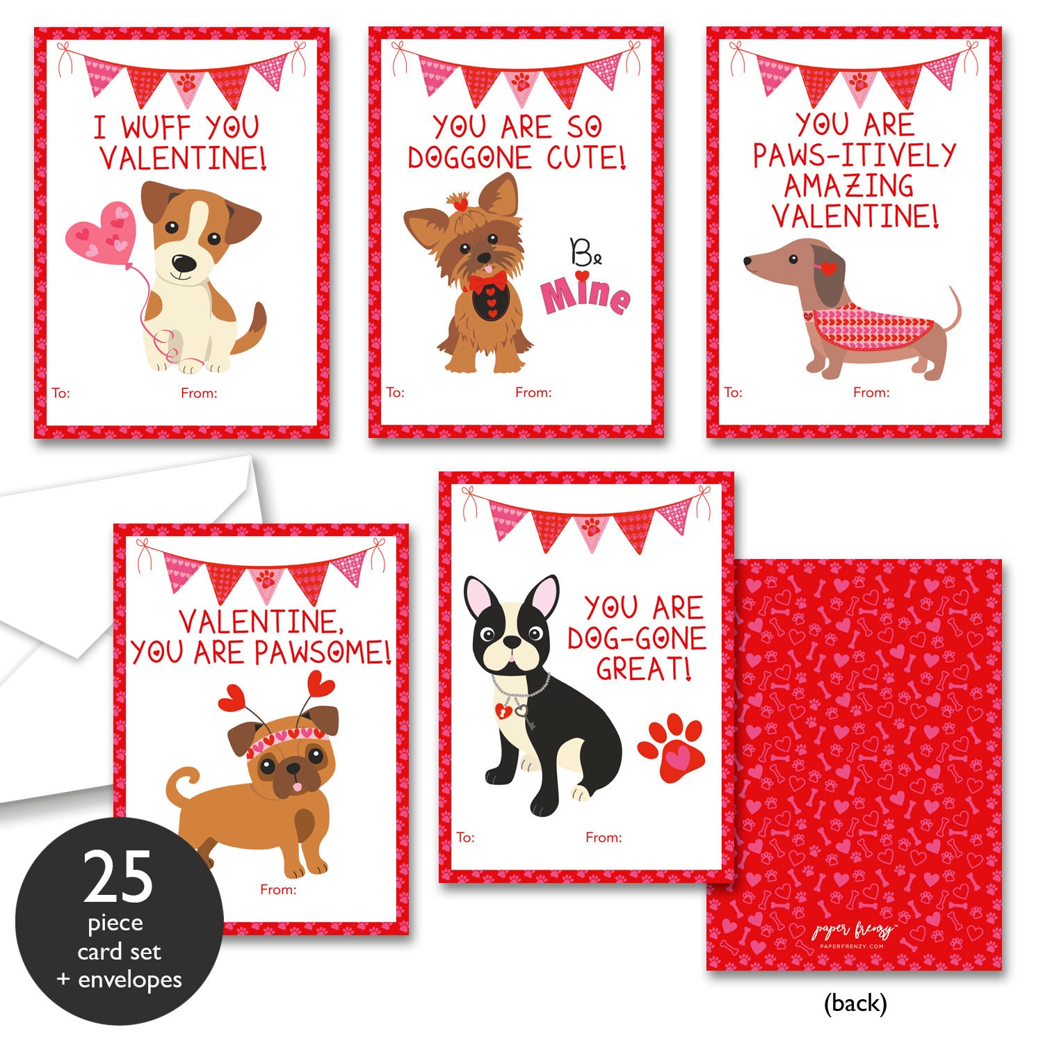 Paper Frenzy Dog Themed Valentine Cards - Etsy