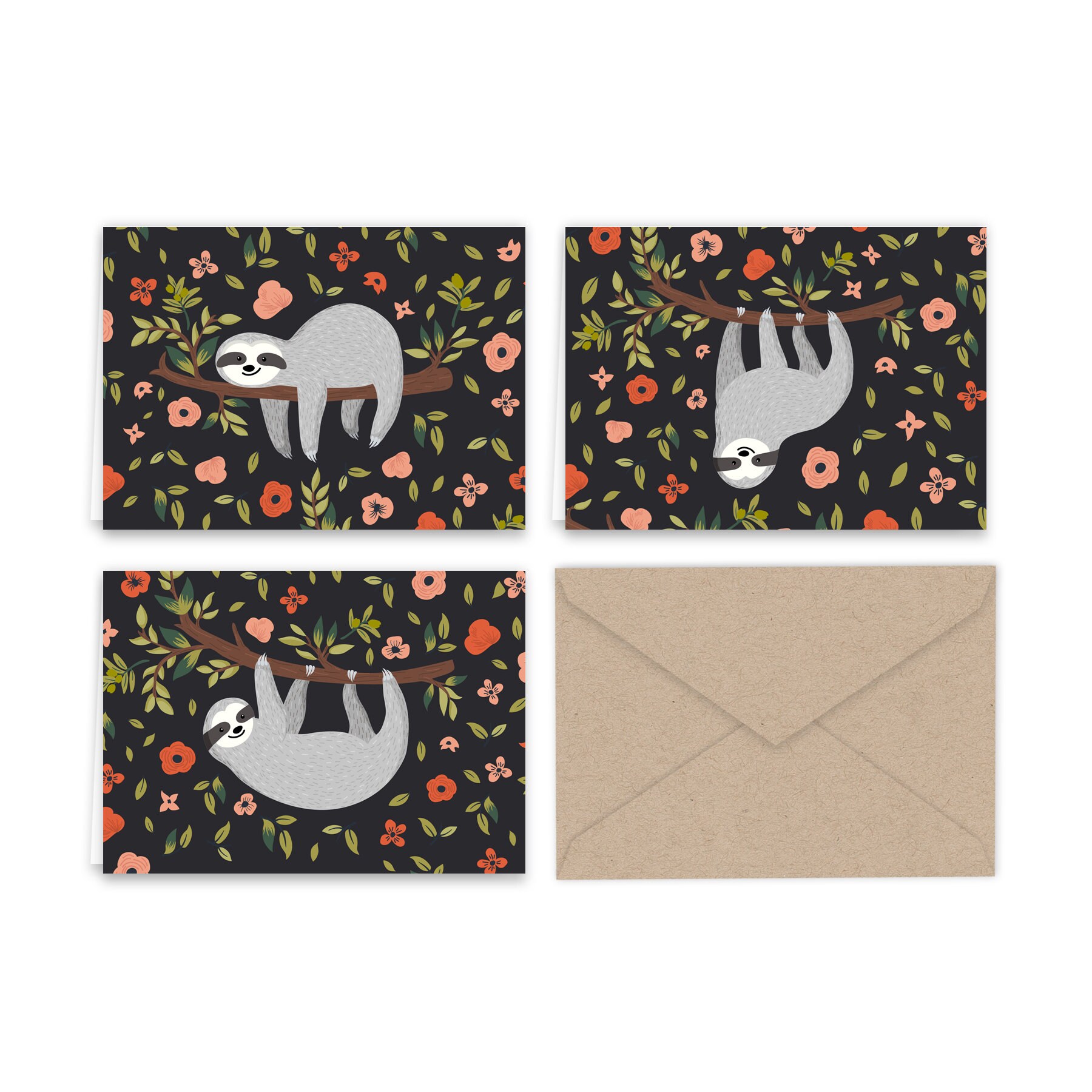 Silly Sloth Note Cards - Etsy