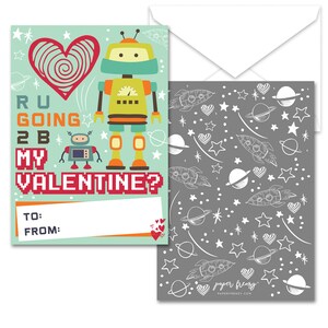 Robot Themed Valentines Valentine Cards - 25 Pack - Etsy