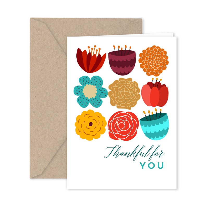 Vibrant Fall Floral Thank You Note Cards - Etsy