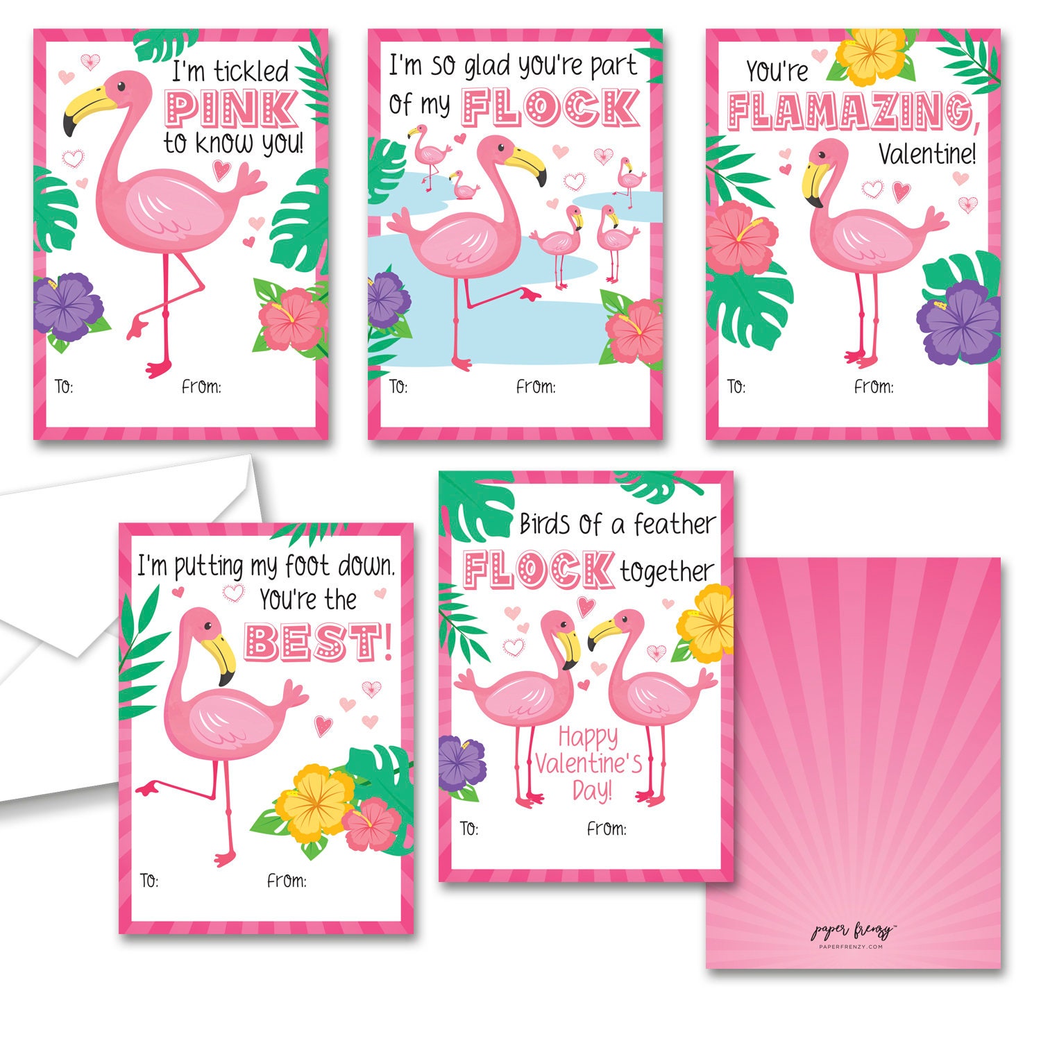 Flamingo Themed Tropical Classroom Valentine Cards Valentines - Etsy