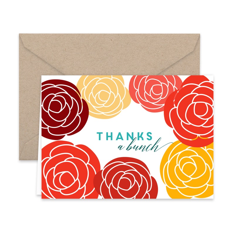 Vibrant Fall Floral Thank You Note Cards - Etsy