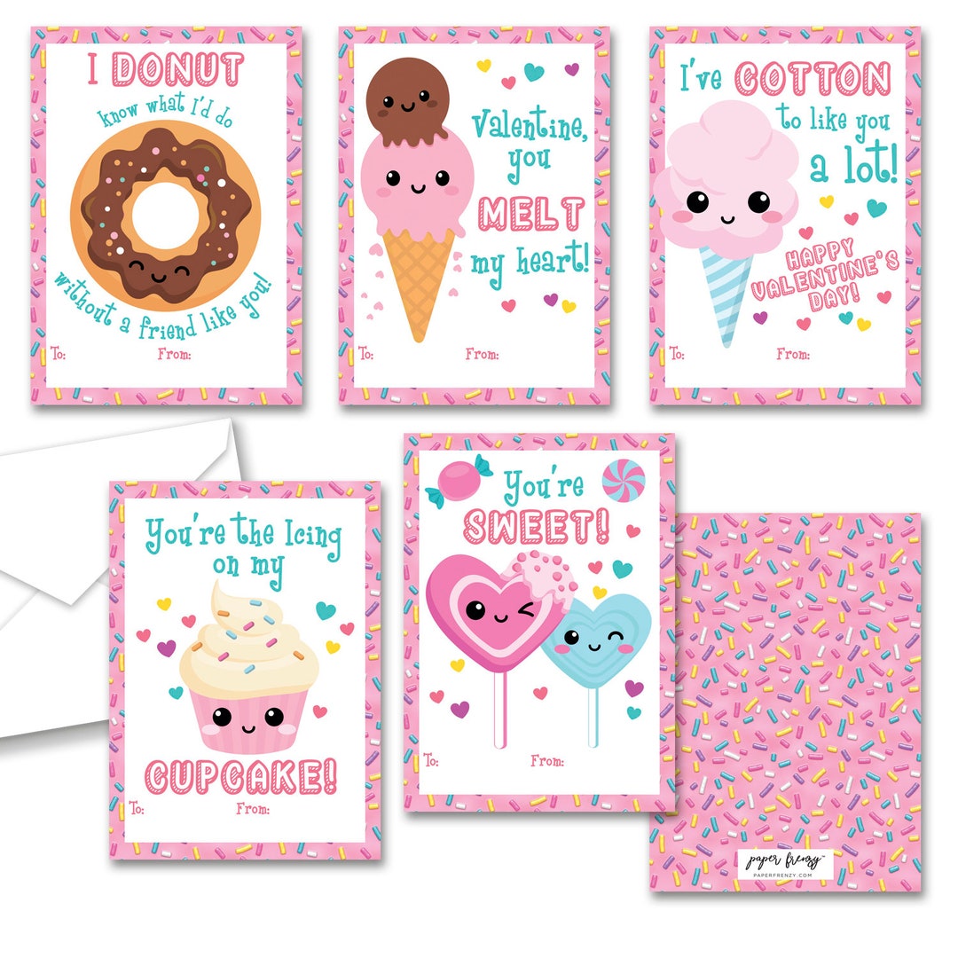 Sweet Treats Themed Valentines Day Valentine Cards - 25 Pack - Etsy