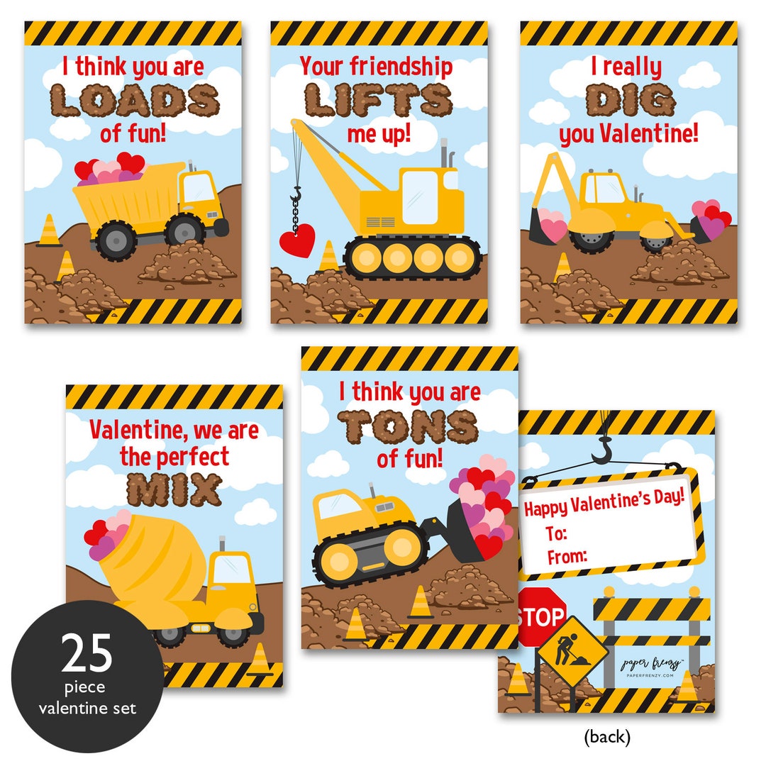 Construction Themed Valentine Cards - Etsy