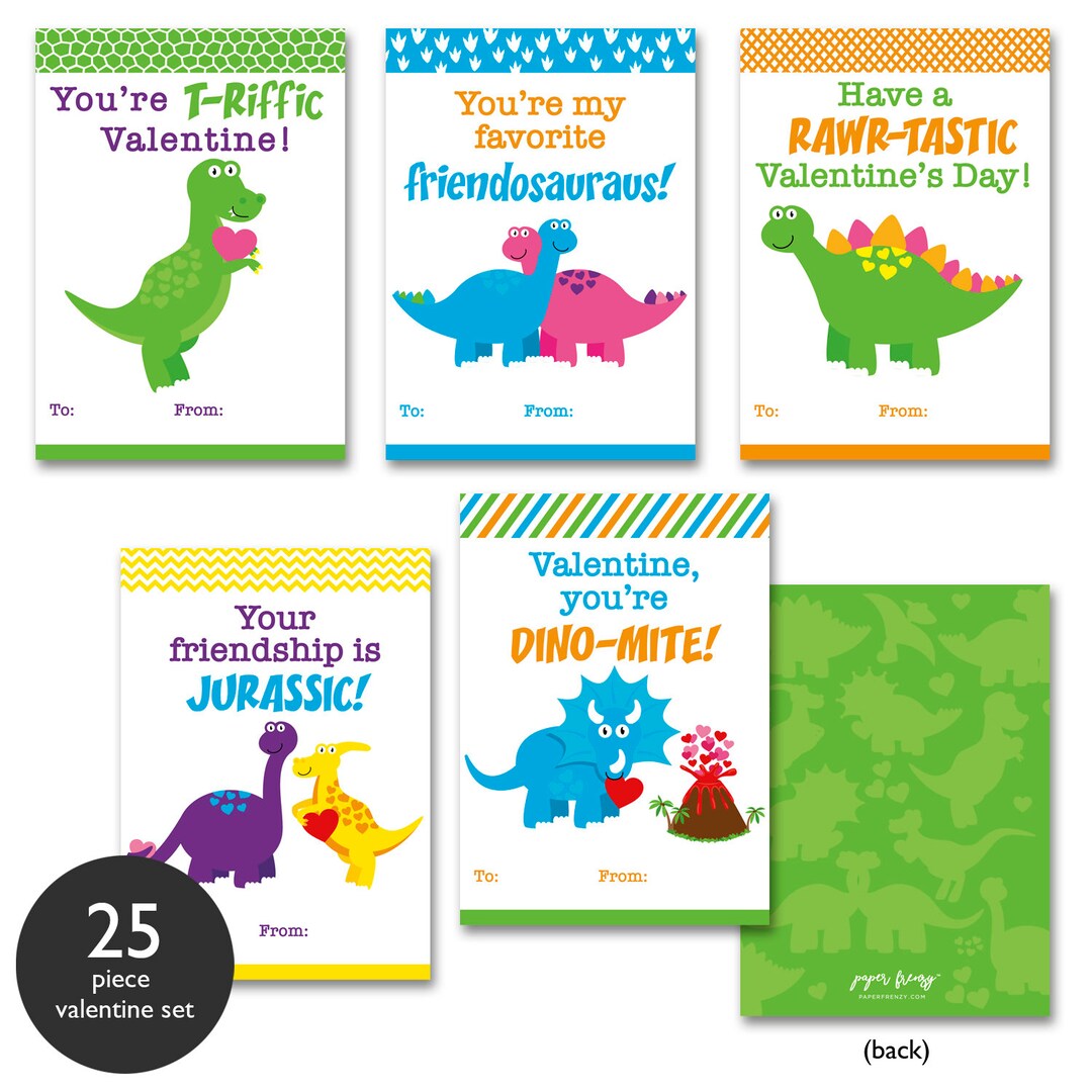 Dinosaur Themed Valentine Cards - Etsy
