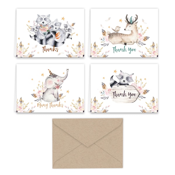 Woodland Themed Thank You Notes Baby Shower - Etsy
