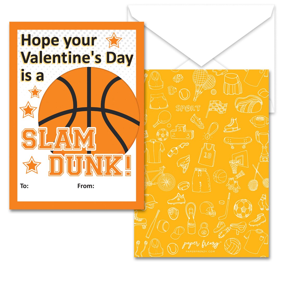 Basketball Themed Valentines Valentine Cards - 25 Pack - Etsy