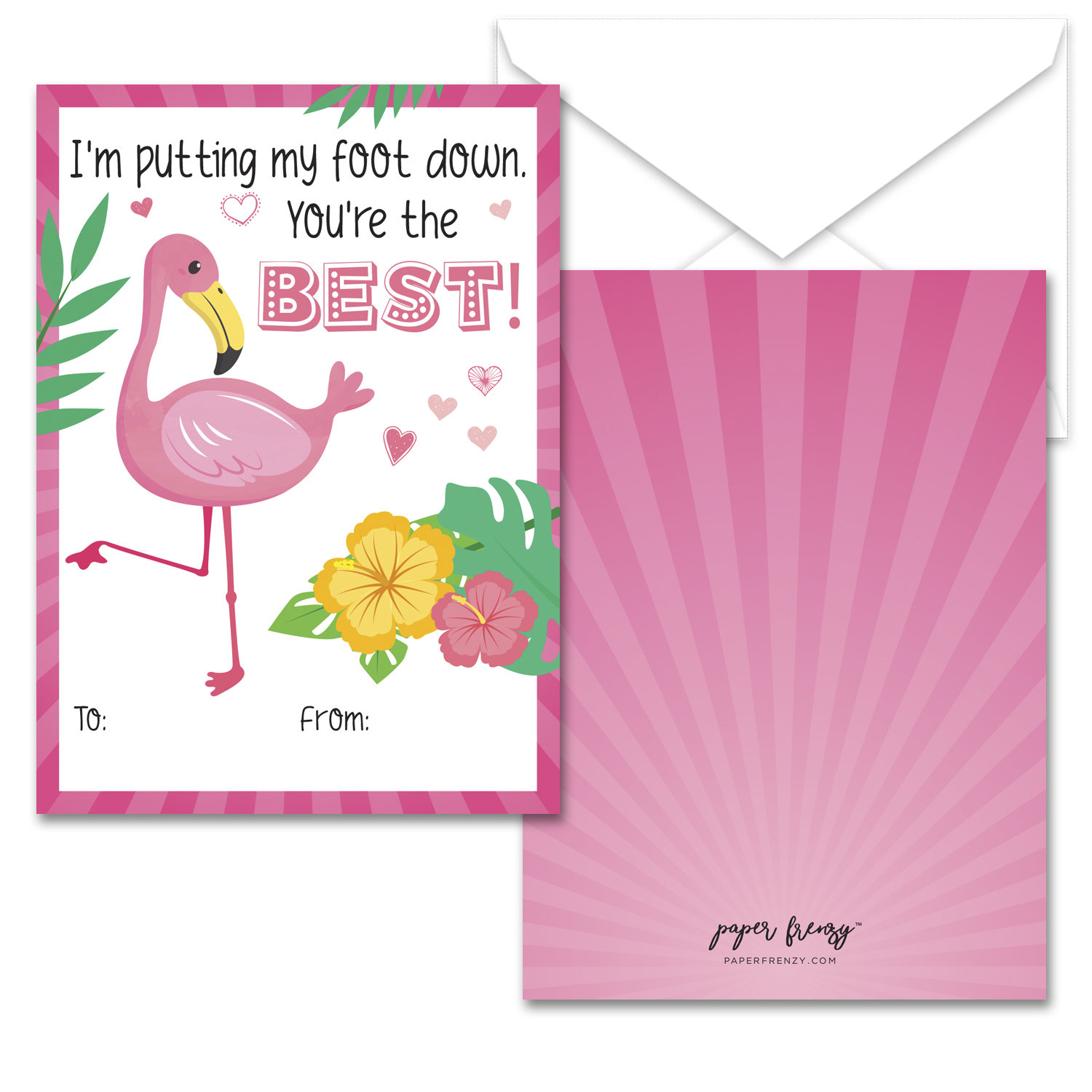 Flamingo Themed Valentines 25 Pack WITH ENVELOPES | Etsy