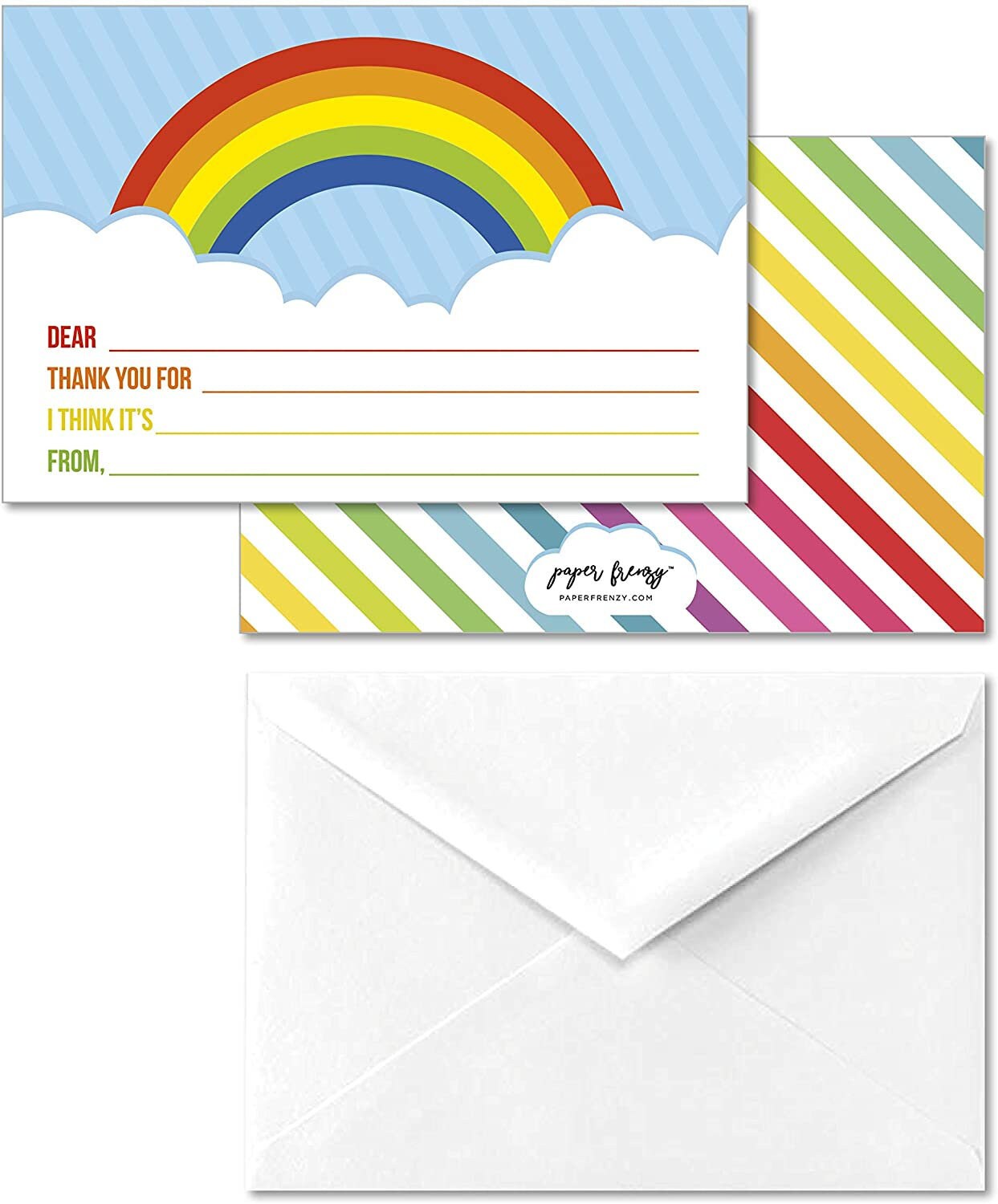 Rainbow Children's Kid Write in Thank You Note Cards and - Etsy
