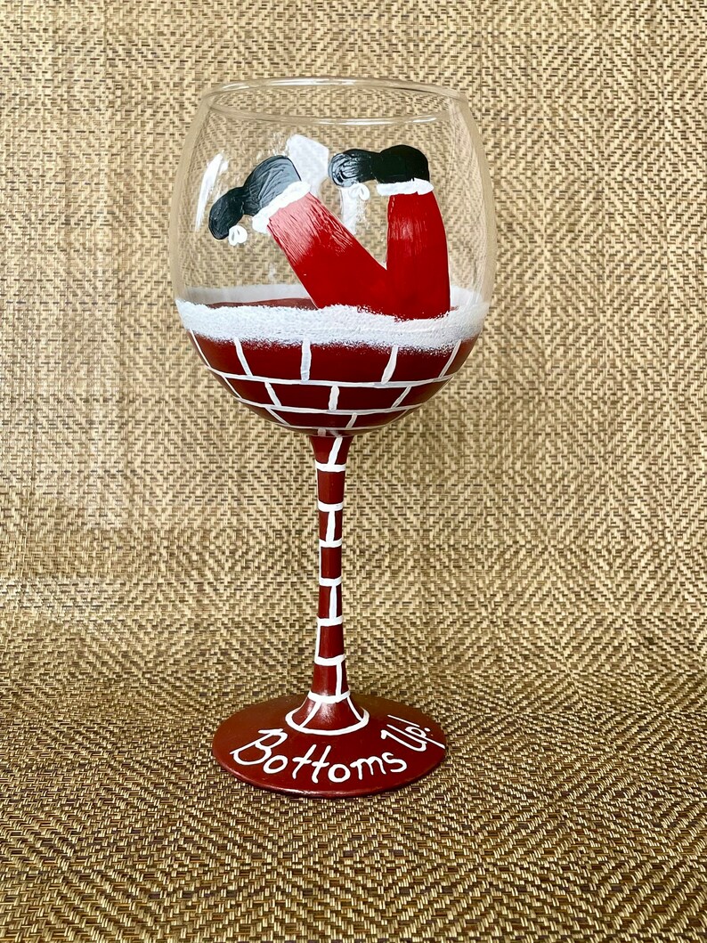 Santa Claus Bottoms up Wine Glass - Funny Santa Wine Glass - Christmas ...