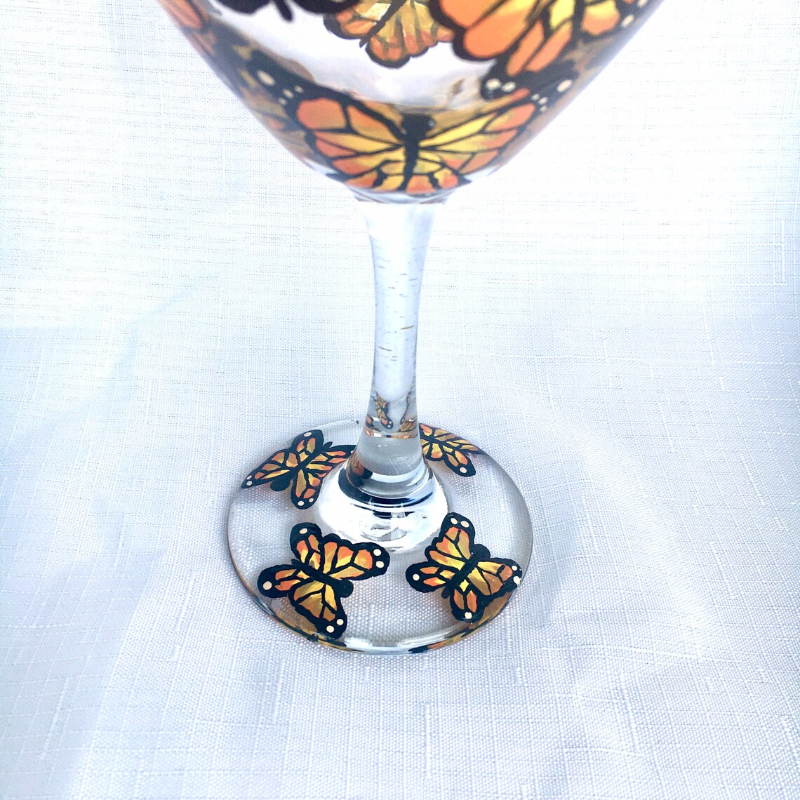 Butterfly Wine Glass Hand Painted Monarch Butterfly Wine | Etsy