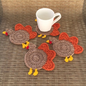 Turkey Coasters - Thanksgiving Coaster - Turkey Mug Rug - Holiday ...