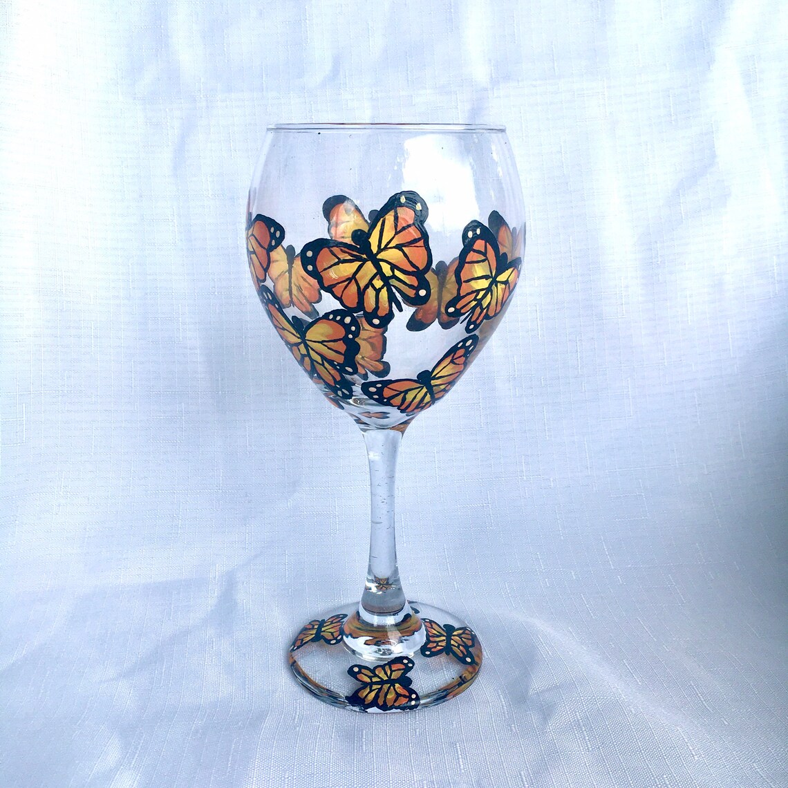 Butterfly Wine Glass Hand Painted Monarch Butterfly Wine | Etsy