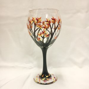 Fall Foliage Wine Glass - Fall Leaves Wine Glass - Large Wine Glass ...