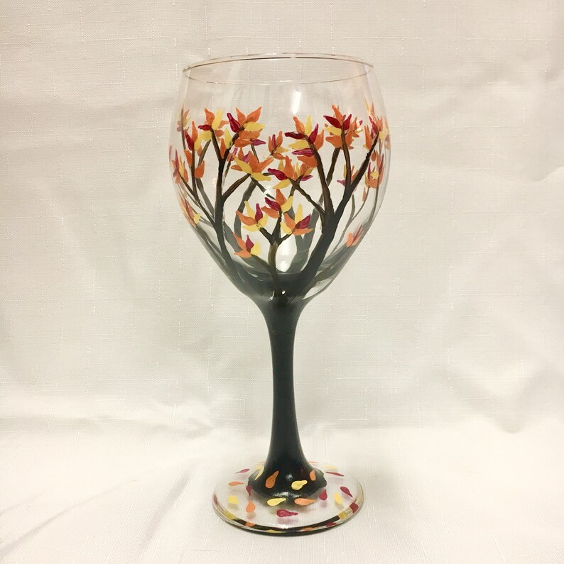 Fall Foliage Wine Glass Fall Leaves Wine Glass Large Wine - Etsy