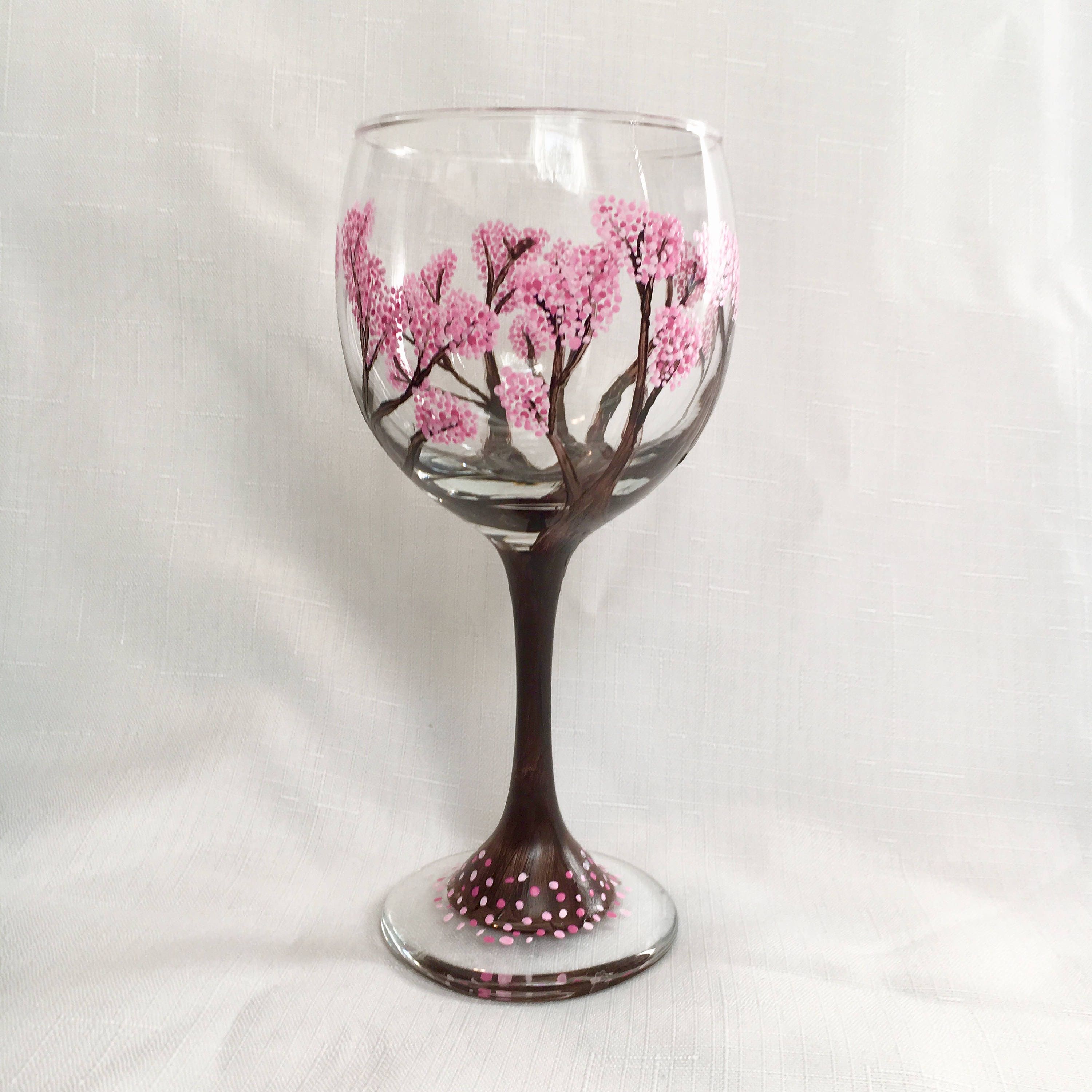 Cherry Tree Wine Glass - Cherry Blossom Wine Glass - Pink Wine Glasses ...