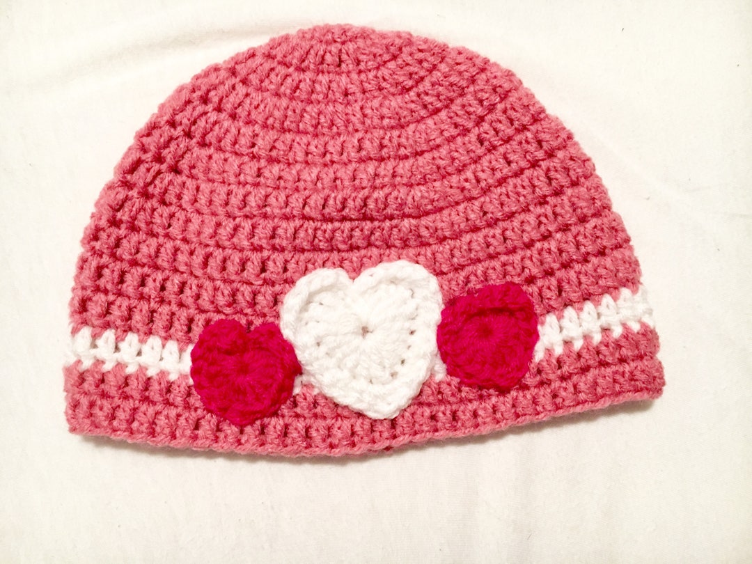 Girls Valentine's Day Hat- Pink Hat With Hearts - Gifts for Girls ...