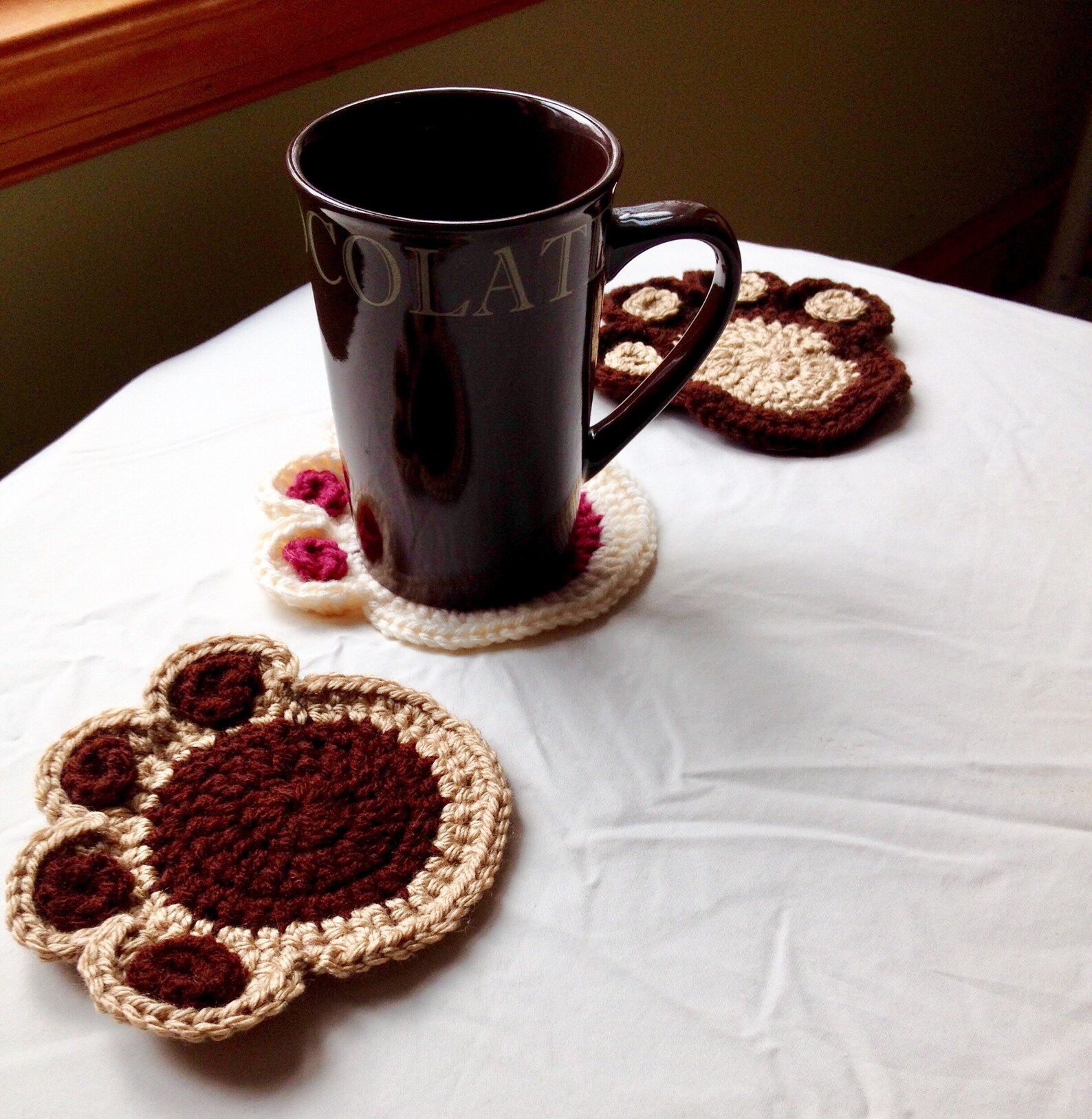 Custom Paw Print Coasters, Set of Four - Dog Coasters - Cat Mug Rug ...