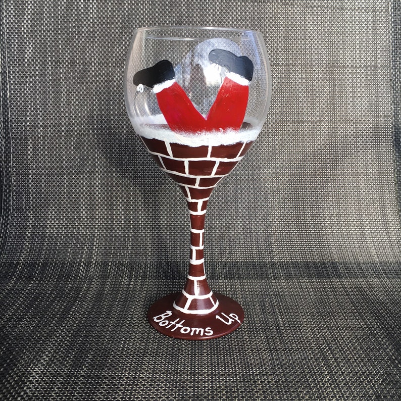 Santa Claus Bottoms up Wine Glass Funny Santa Wine Glass | Etsy