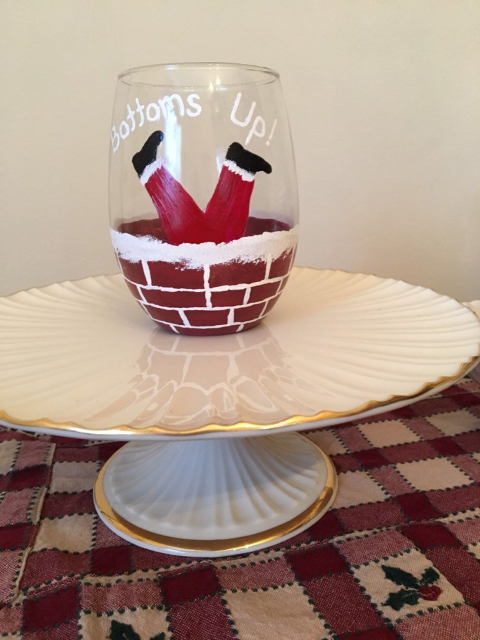Santa Claus Bottoms up Wine Glass Funny Santa Wine Glass - Etsy