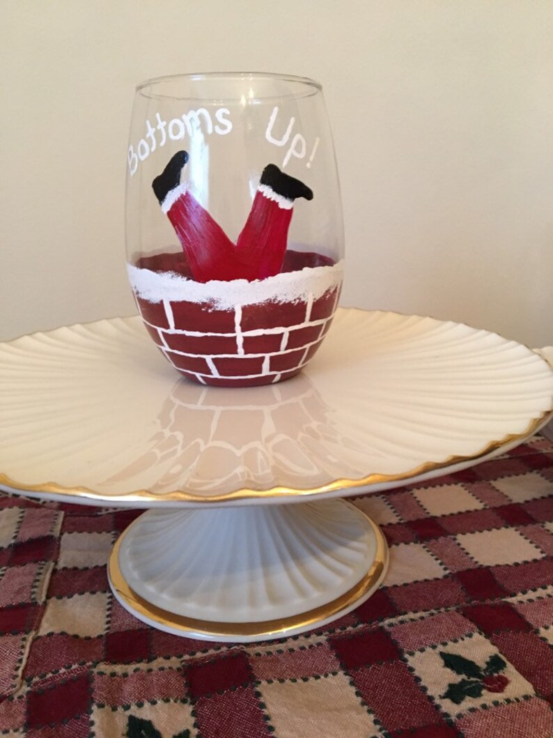 Santa Claus Bottoms up Wine Glass Funny Santa Wine Glass | Etsy