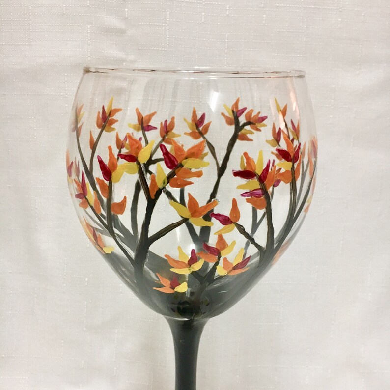 Fall Foliage Wine Glass Fall Leaves Wine Glass Large Wine - Etsy