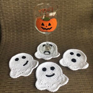 Ghost Coasters - Set of Four - Ghost Mug Rug - Halloween Coasters ...