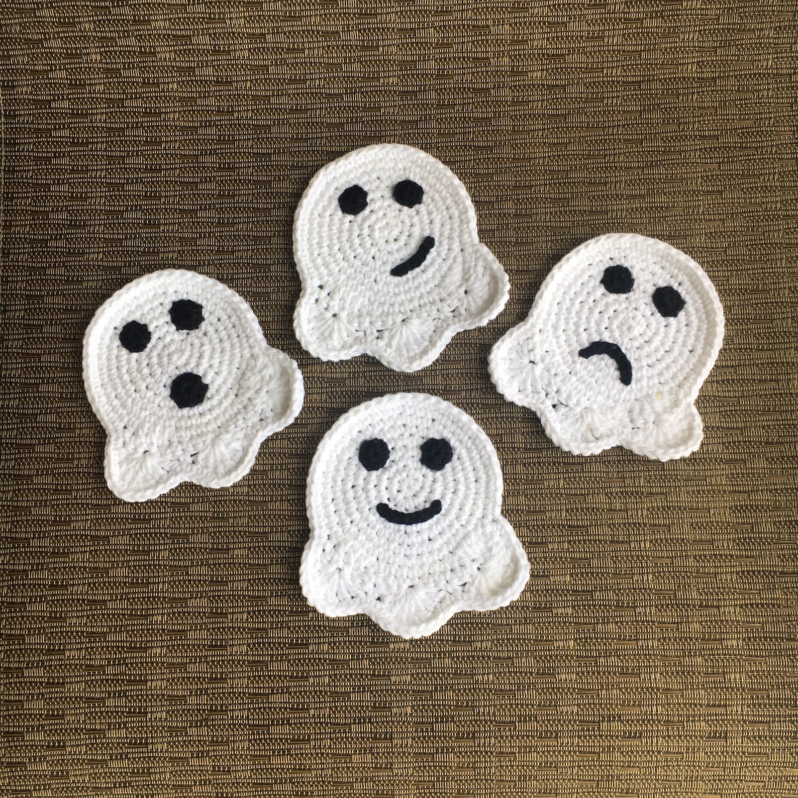 Ghost Coasters Set of Four Ghost Mug Rug Halloween - Etsy