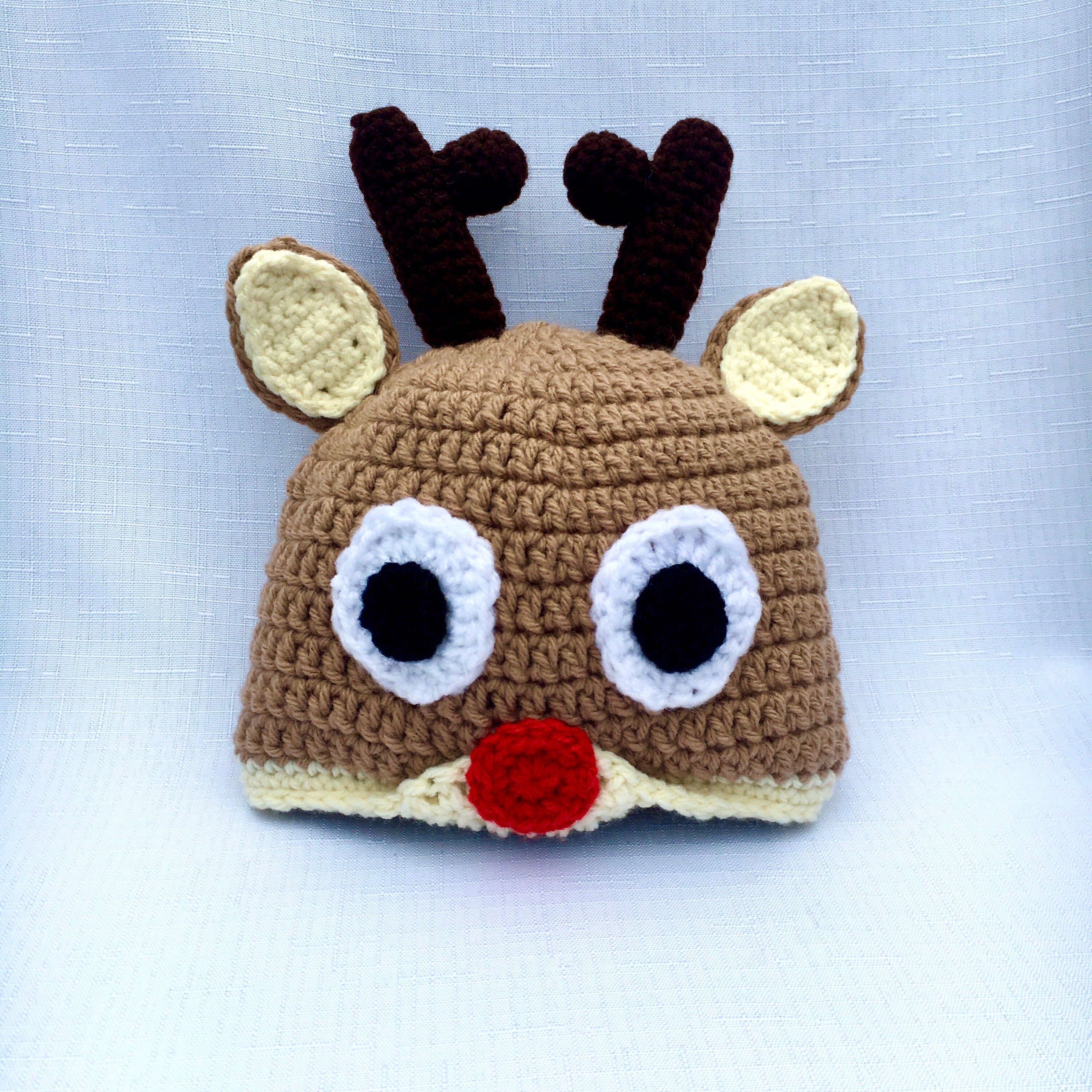 Reindeer Hat - Crochet Reindeer Beanie - Christmas Hat - Adult Reindeer ...