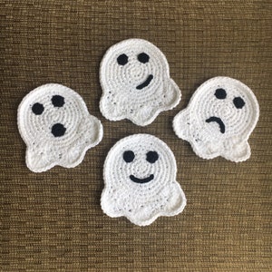 Ghost Coasters - Set of Four - Ghost Mug Rug - Halloween Coasters ...