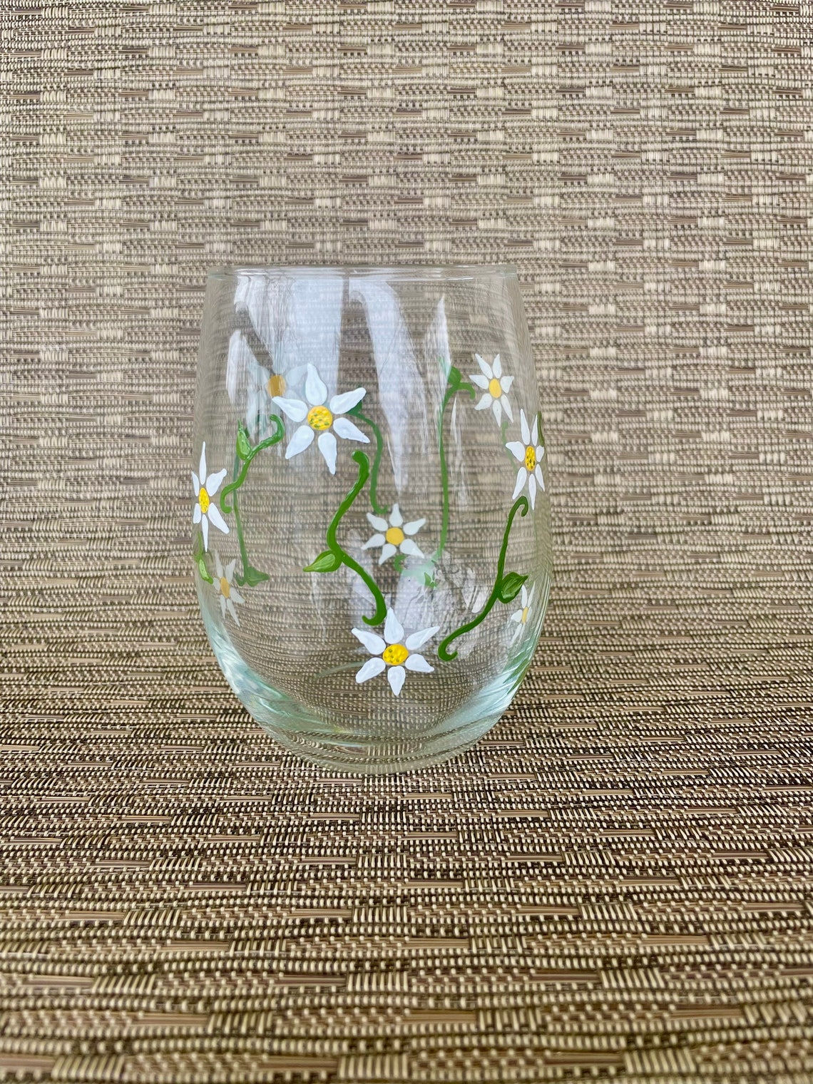 Daisy Wine Glass - Large Stemless Wine Glass - Personalized Daisy Wine ...