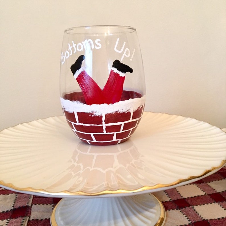 Santa Claus Bottoms up Wine Glass Funny Santa Wine Glass | Etsy