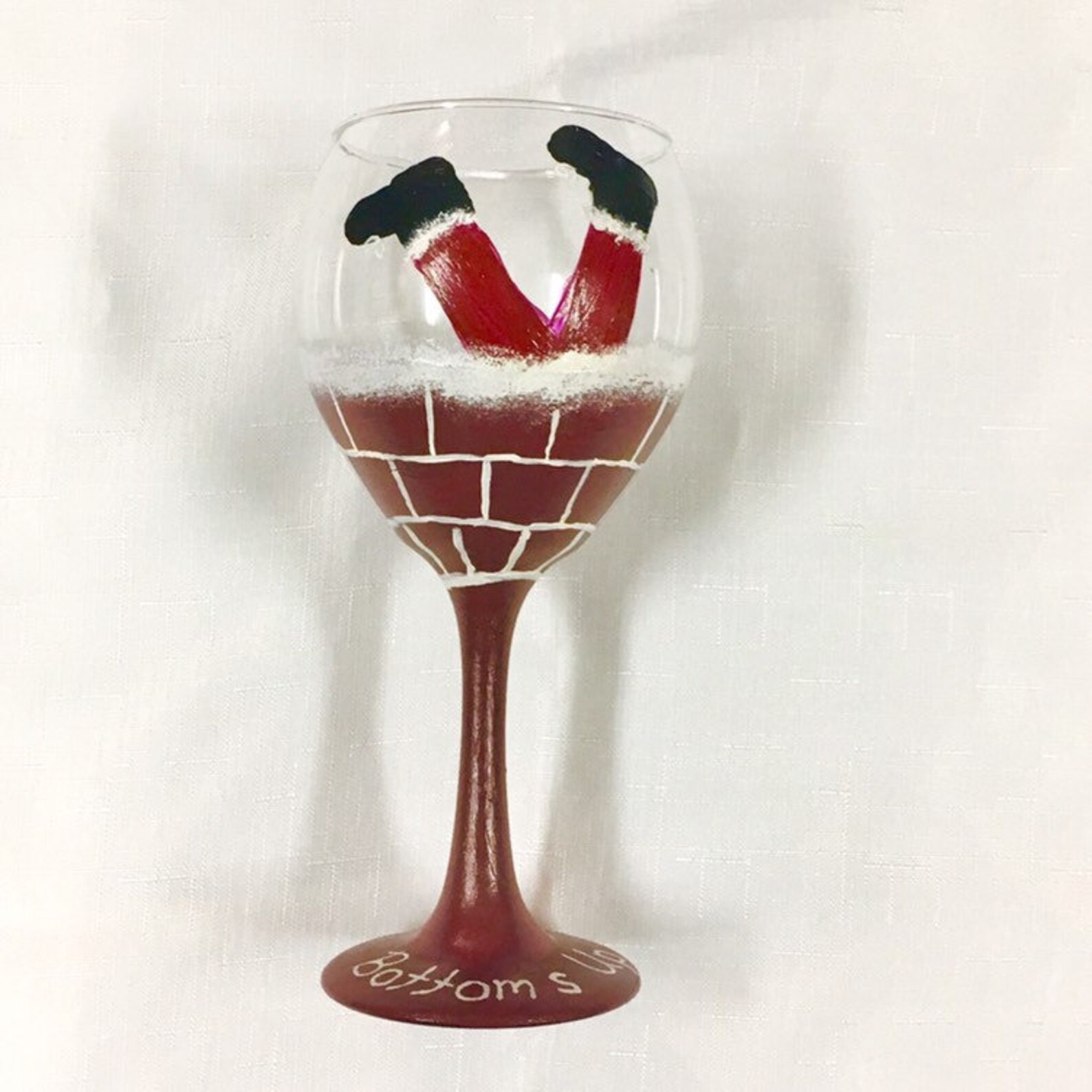 Santa Claus Bottoms up Wine Glass Funny Santa Wine Glass | Etsy