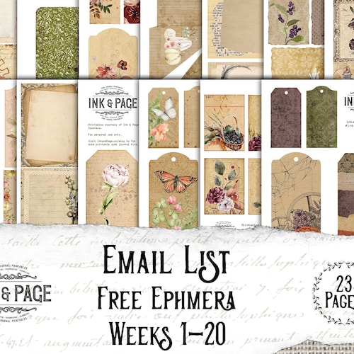 Junk Journal Ephemera Freebies Pack 1 Weeks 1-20 From the - Etsy