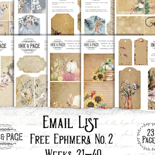 Junk Journal Ephemera Freebies Pack 1 Weeks 1-20 From the - Etsy
