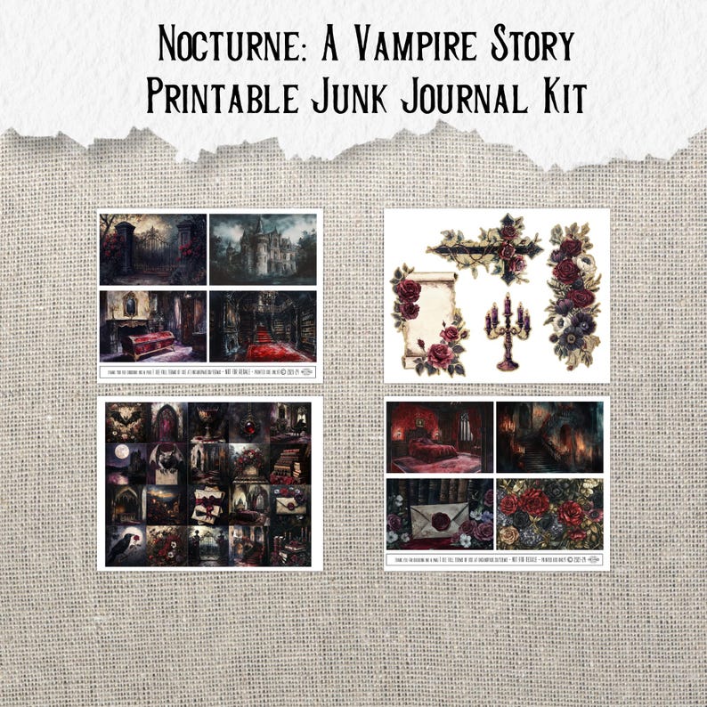 Nocturne A Vampire Junk Journal Printable Kit Gothic Halloween Digital ...